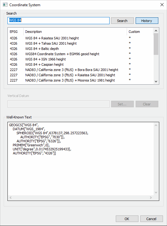 Coordinate System Dialog